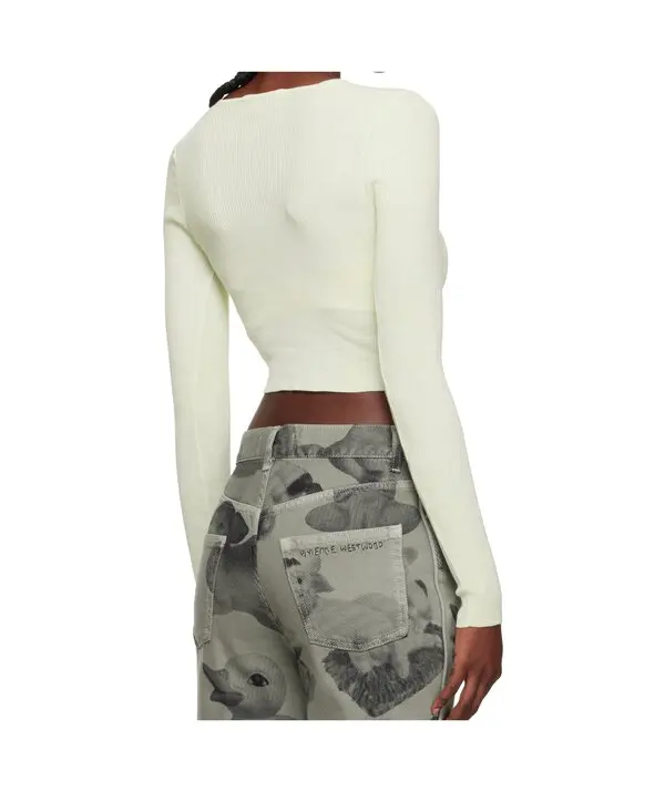 VIVIENNE WESTWOOD V-neck Cropped Fine Knit Sweater - No
