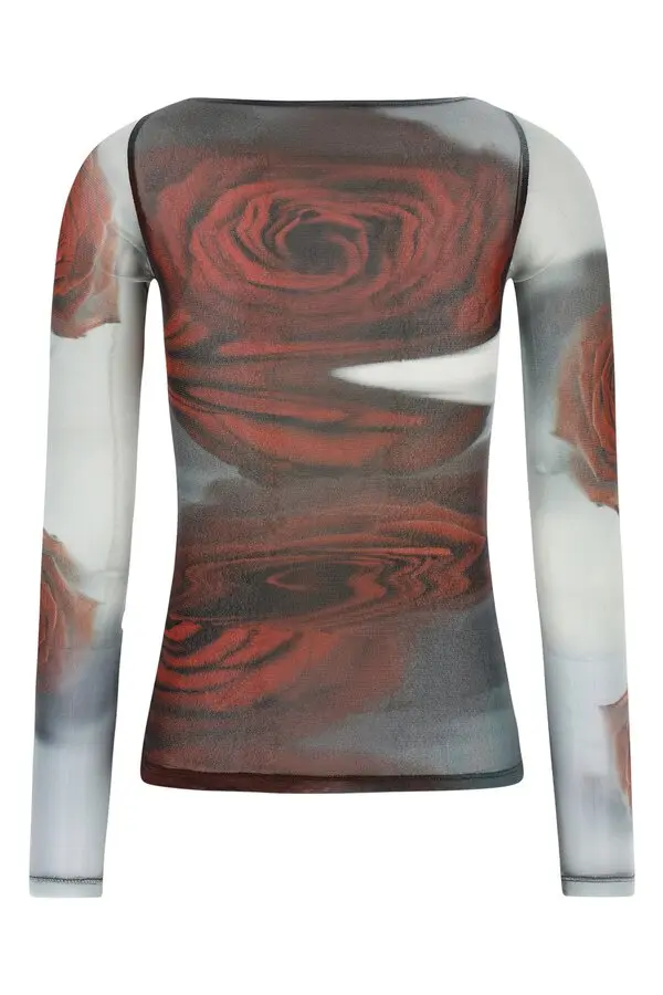 JEAN PAUL GAULTIER Printed Sheer Long Sleeve T-shirt