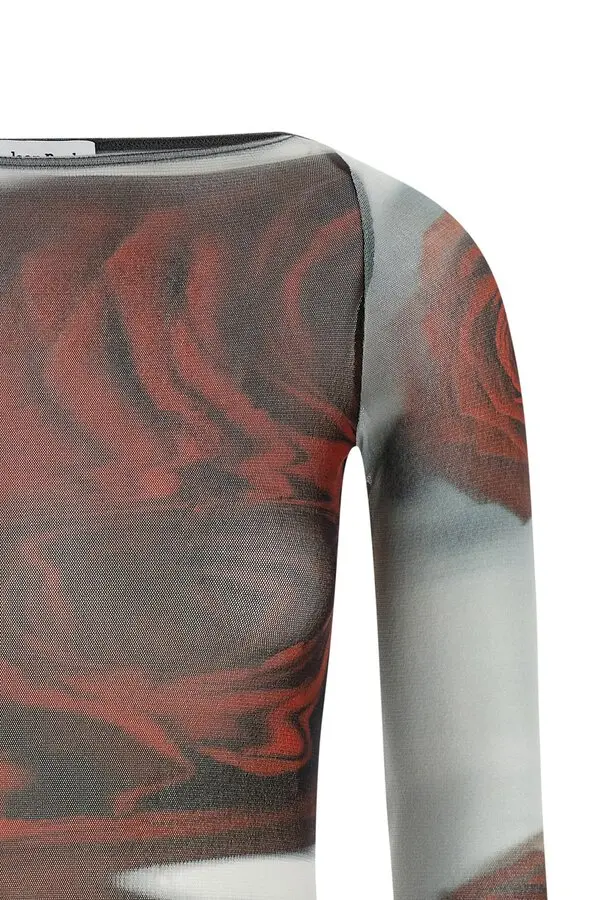 JEAN PAUL GAULTIER Printed Sheer Long Sleeve T-shirt