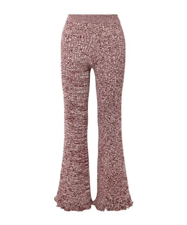 Rabanne Ribbed Knit Flare Pants - Red