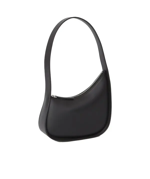 THE ROW Half Moon Zipper Shoulder Bag - Black