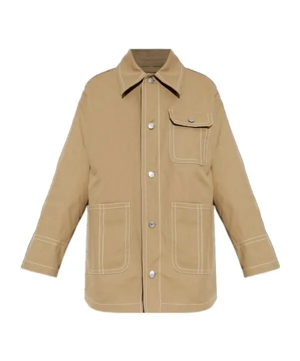 Ami Logo Patch Buttoned Jacket - Nude