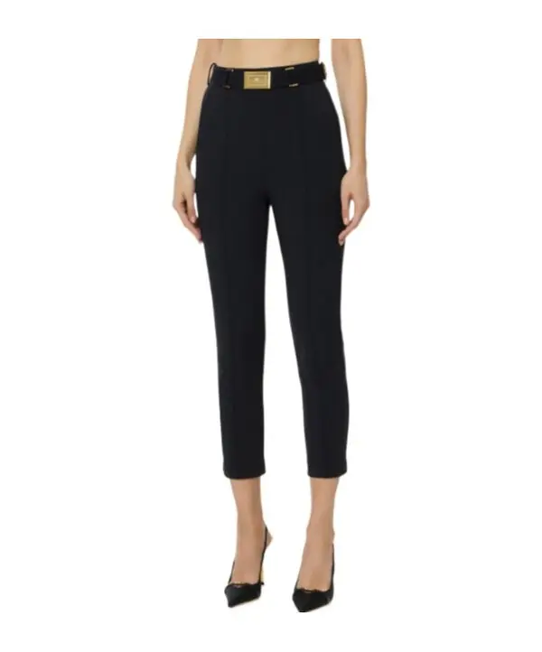 Elisabetta Franchi High Waist Cropped Pants - Black