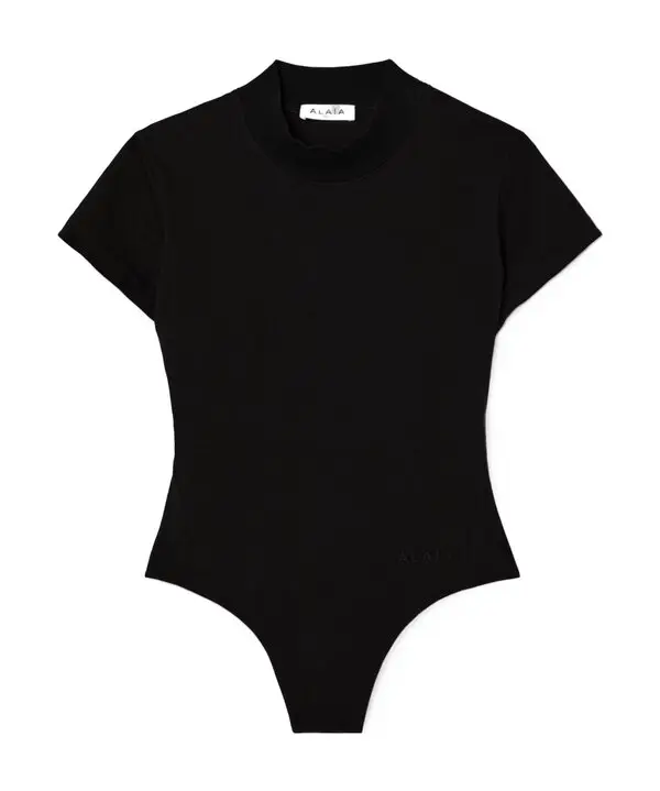 Alaïa Embroidered Jersey Bodysuit - Black