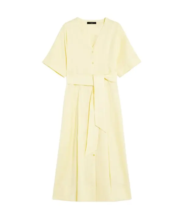 Max Mara V-neck Belted Midi Dress - Yellow