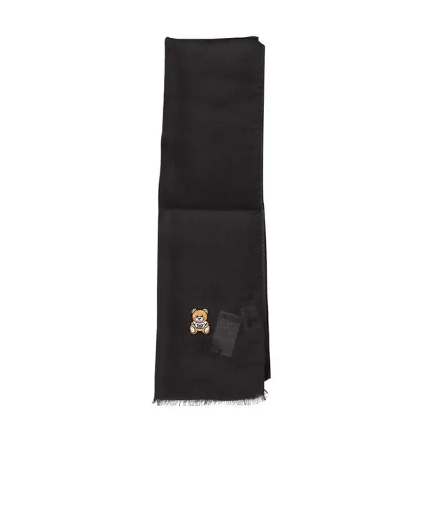 Moschino Teddy Bear-logo Scarf - Black