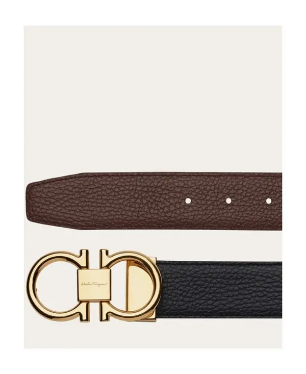 FERRAGAMO Gancini Reversible Belt - Black/cocoa