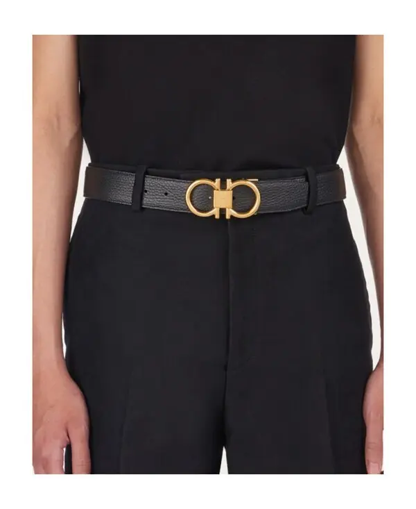 FERRAGAMO Gancini Reversible Belt - Black/cocoa