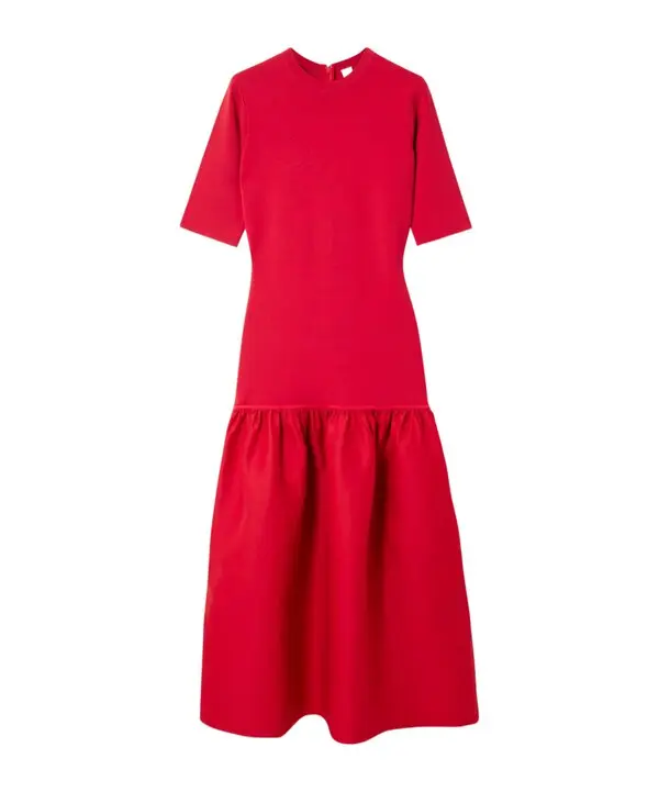 TOTEME Twinflower Gathered Midi Dress - Red