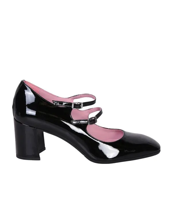 CAREL Double Belt Mid-heeled Mary Janes - Black