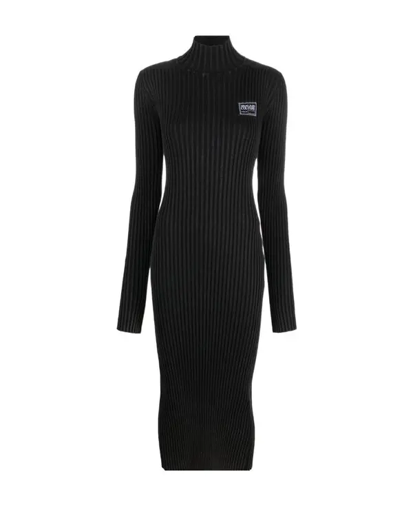 Versace Ribbed Turtleneck Midi Dress
