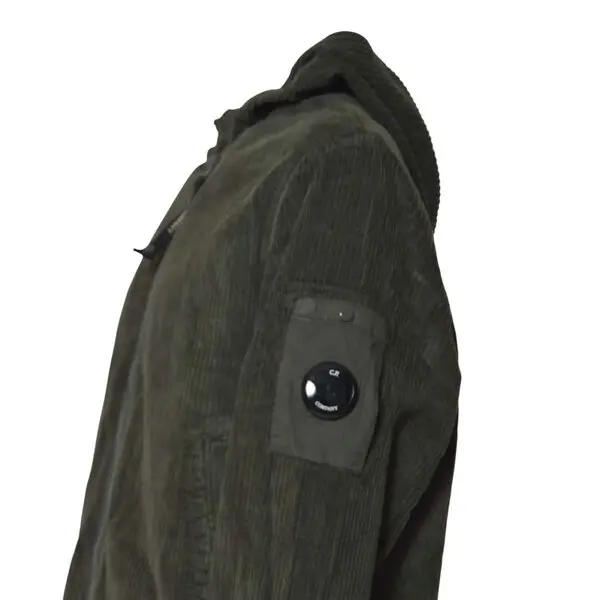 C.P. COMPANY Corduroy 350 Full Zip Hooded Sweatshirt - Black