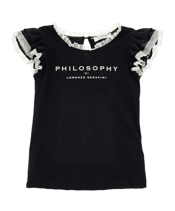 Philosophy Di Lorenzo Serafini Lace-trimmed Ruffled Sleeve Top