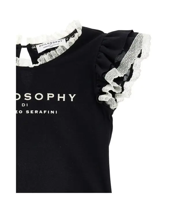 Philosophy Di Lorenzo Serafini Lace-trimmed Ruffled Sleeve Top
