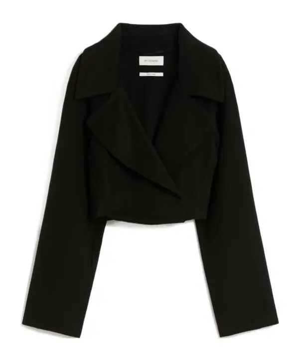 Sportmax Notched Lapel Cropped Jacket - Black