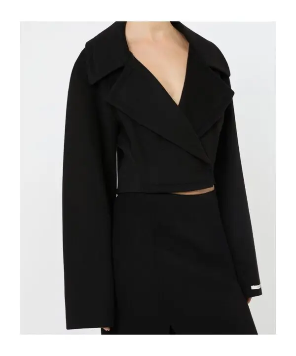 Sportmax Notched Lapel Cropped Jacket - Black