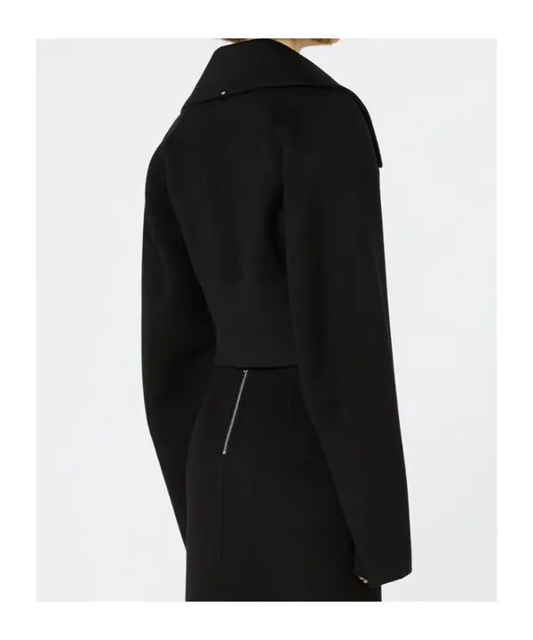 Sportmax Notched Lapel Cropped Jacket - Black
