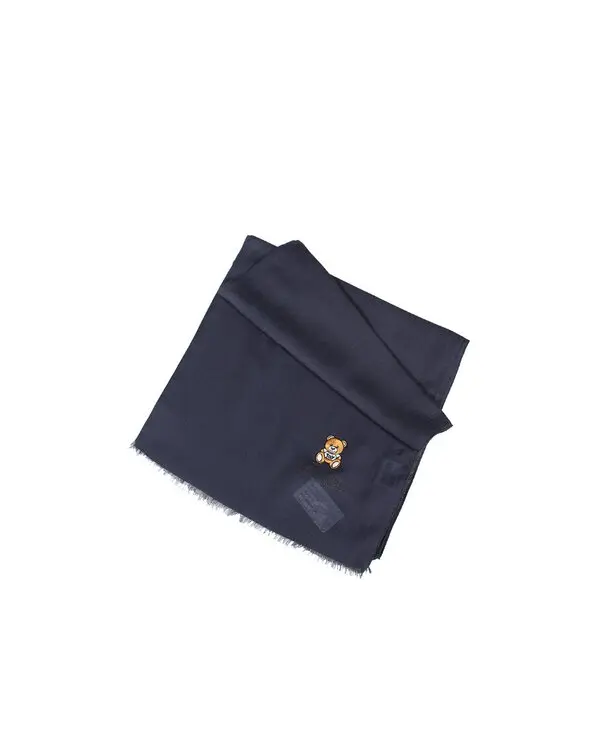 Moschino Teddy Patch Logo-print Scarf - Black