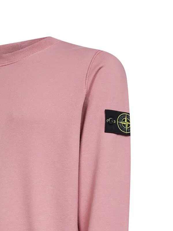 Stone Island Logo Patch Crew Neck Sweatshirt - Pink