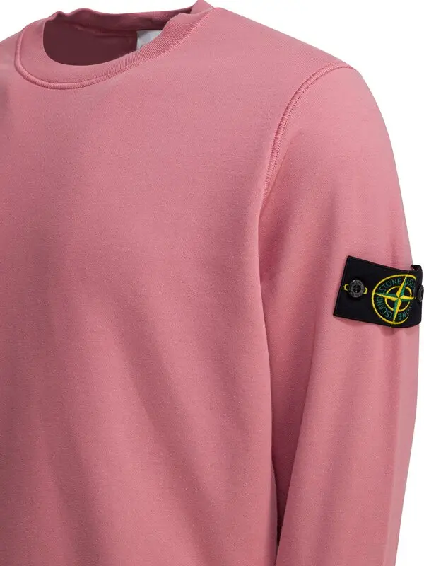 Stone Island Logo Patch Crew Neck Sweatshirt - Pink