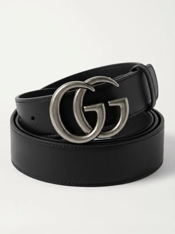 Gucci Double G Logo Plaque Belt - Black