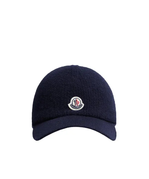 Moncler Logo Patch Knitted Baseball Cap - Indigo