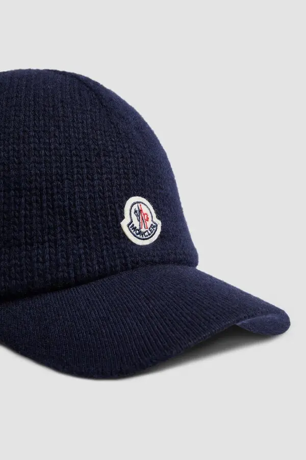 Moncler Logo Patch Knitted Baseball Cap - Indigo