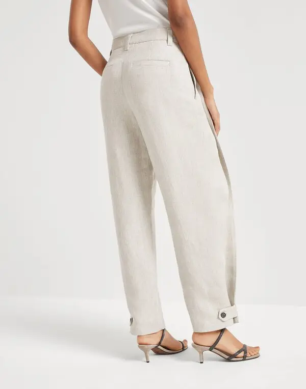 Brunello Cucinelli Tailored Trousers With Adjustable Cuffs - Cool Beige