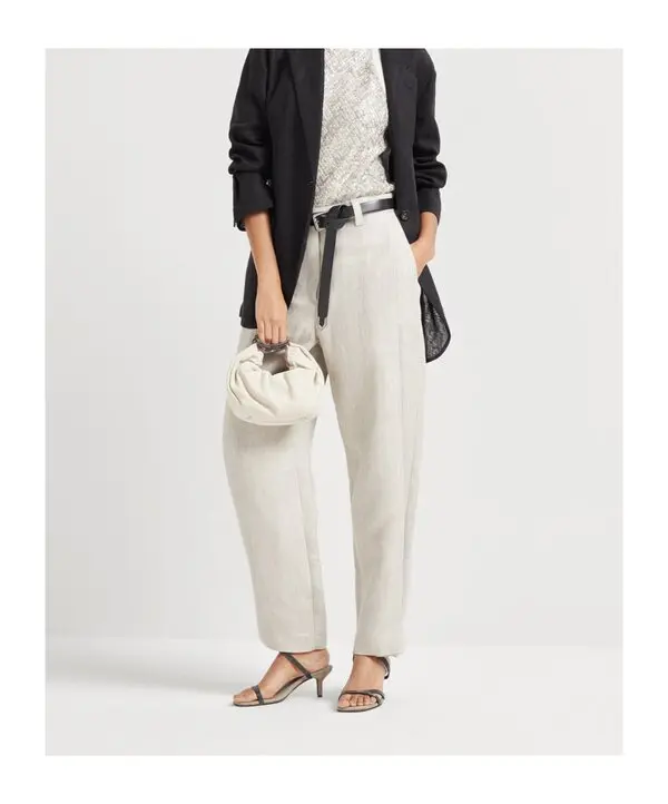 Brunello Cucinelli Tailored Trousers With Adjustable Cuffs - Cool Beige