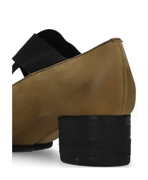 UMA WANG Square-toe Leather Ballerina - Green