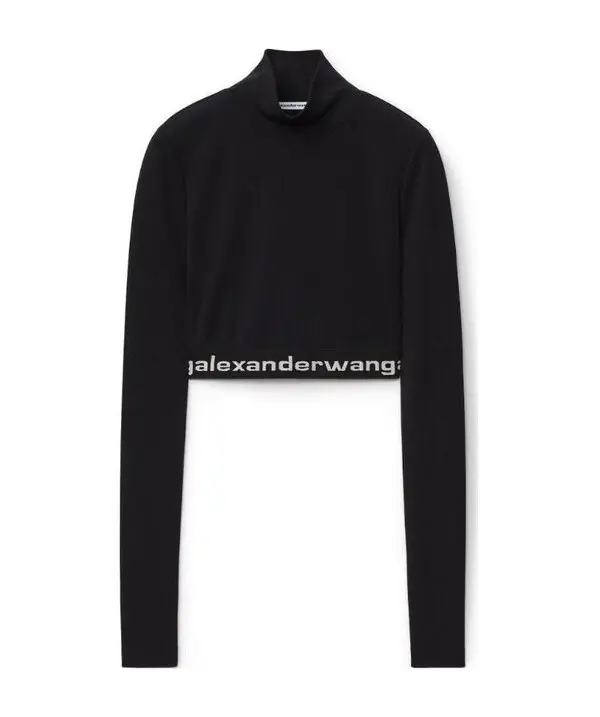 Alexander Wang Cropped Long Sleeve Top With Logo Band