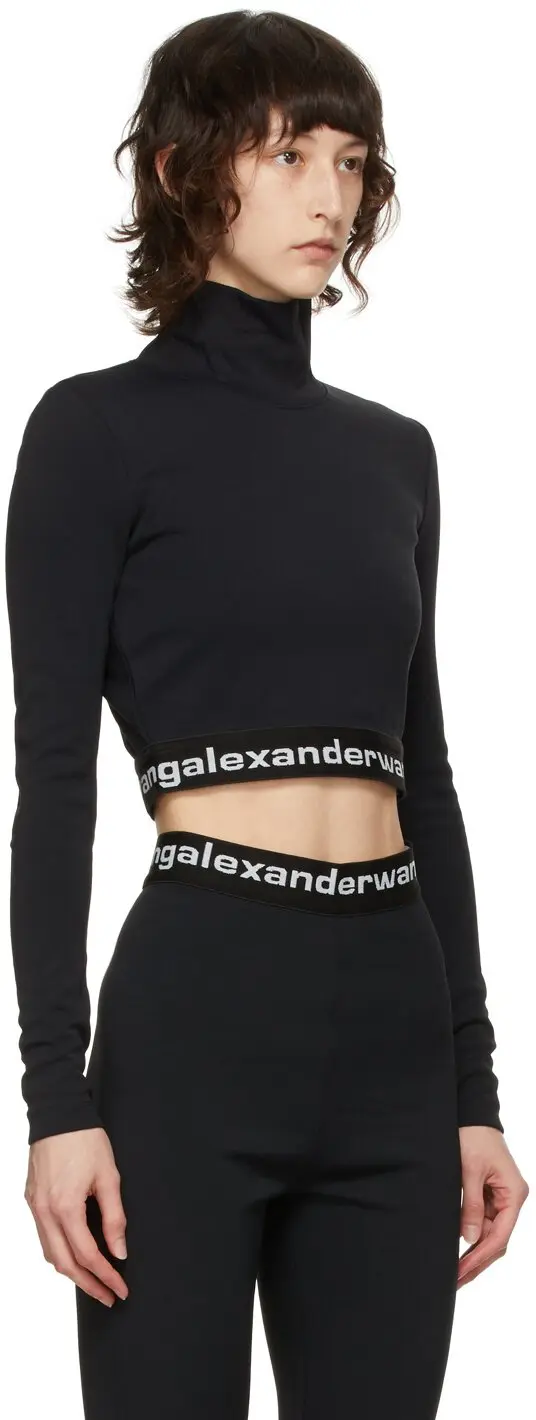 Alexander Wang Cropped Long Sleeve Top With Logo Band