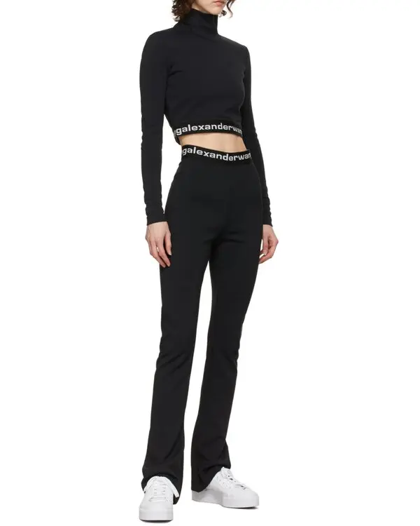 Alexander Wang Cropped Long Sleeve Top With Logo Band