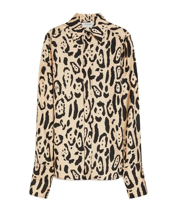Sportmax Animal Print Long Sleeve Shirt - Camel