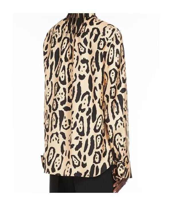 Sportmax Animal Print Long Sleeve Shirt - Camel