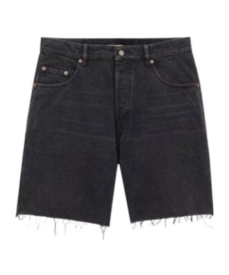 Saint Laurent Distressed Denim Bermuda Shorts - Black