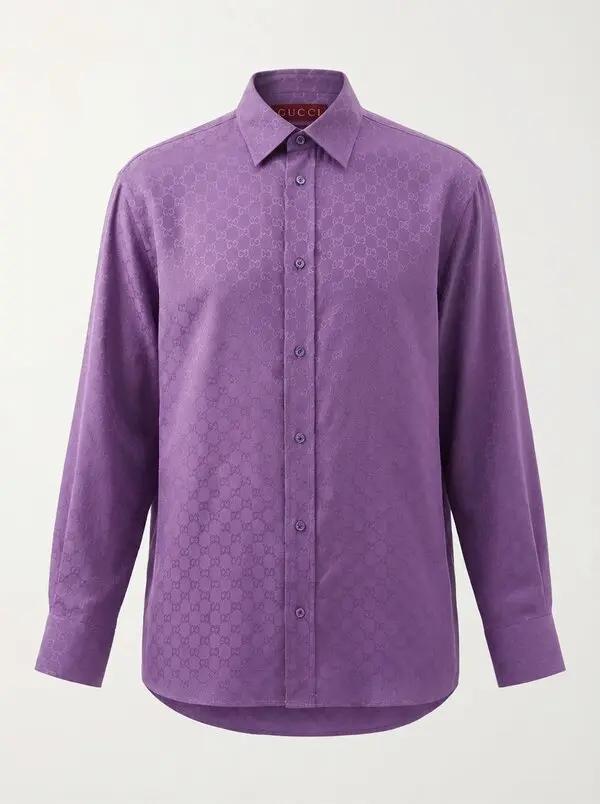 Gucci Gg Jacquard Oversized Shirt - Purple