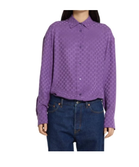 Gucci Gg Supreme Print Silk Jacquard Shirt