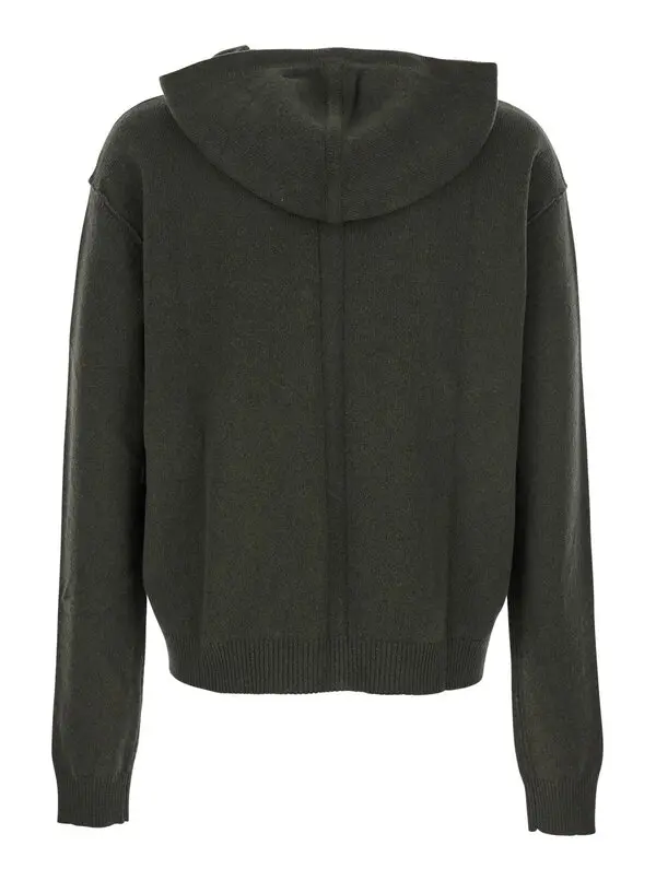 Rick Owens Contrast Drawstring Zip Hoodie