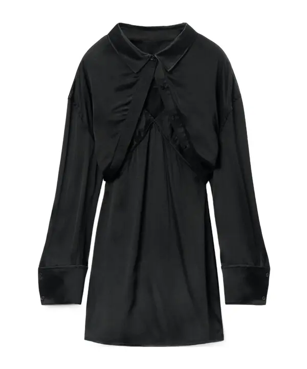 Alexander Wang Satin Slip Dress With Jacket - Black