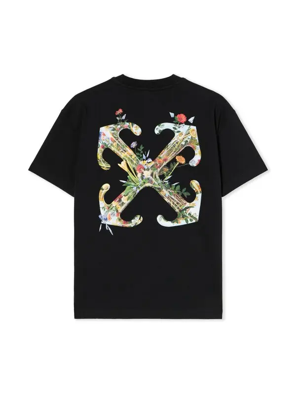 Off-White Arrow Flower Printed Crewneck T-shirt - Black