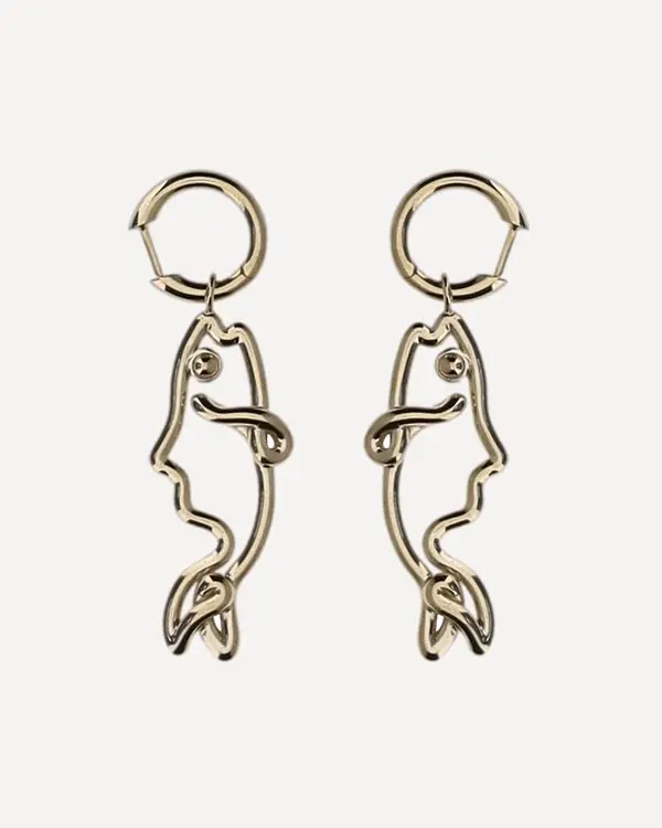 Bottega Veneta Fish Motif Drop Earrings - Golden