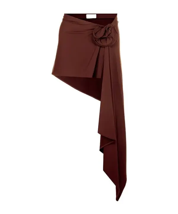 Magda Butrym Floral Appliqué Draped Mini Skirt - Brown