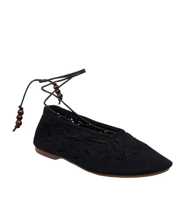 ALOHAS Rosemary Ballet Flats With Tie Fastening - Black