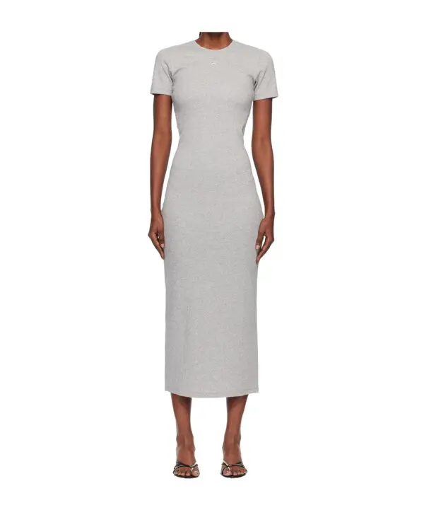 MARINE SERRE Short Sleeve Ribbed Dress