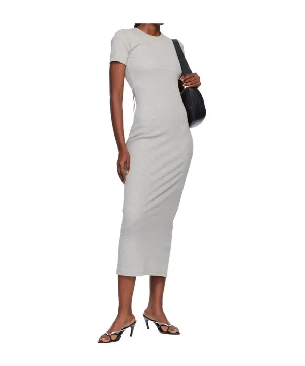 MARINE SERRE Short Sleeve Ribbed Dress
