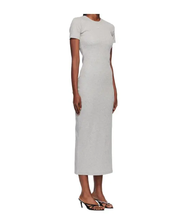 MARINE SERRE Short Sleeve Ribbed Dress