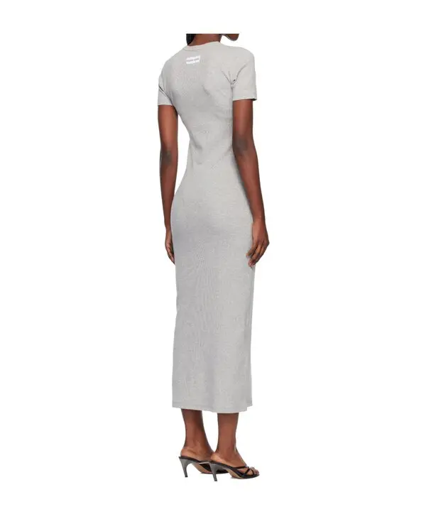 MARINE SERRE Short Sleeve Ribbed Dress
