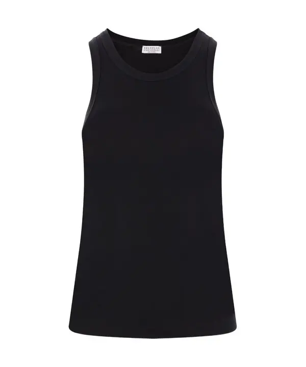 Brunello Cucinelli Embellished Round Neck Tank Top - Black