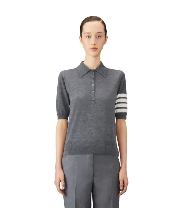 Thom Browne Four-bar Stripe Detail Short Sleeve Polo